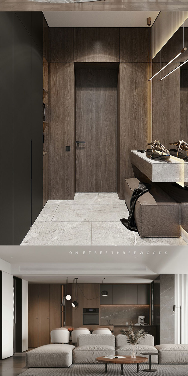 柏宝曼极简全屋定制爱格门板H1379棕色奥尔良橡木ST36